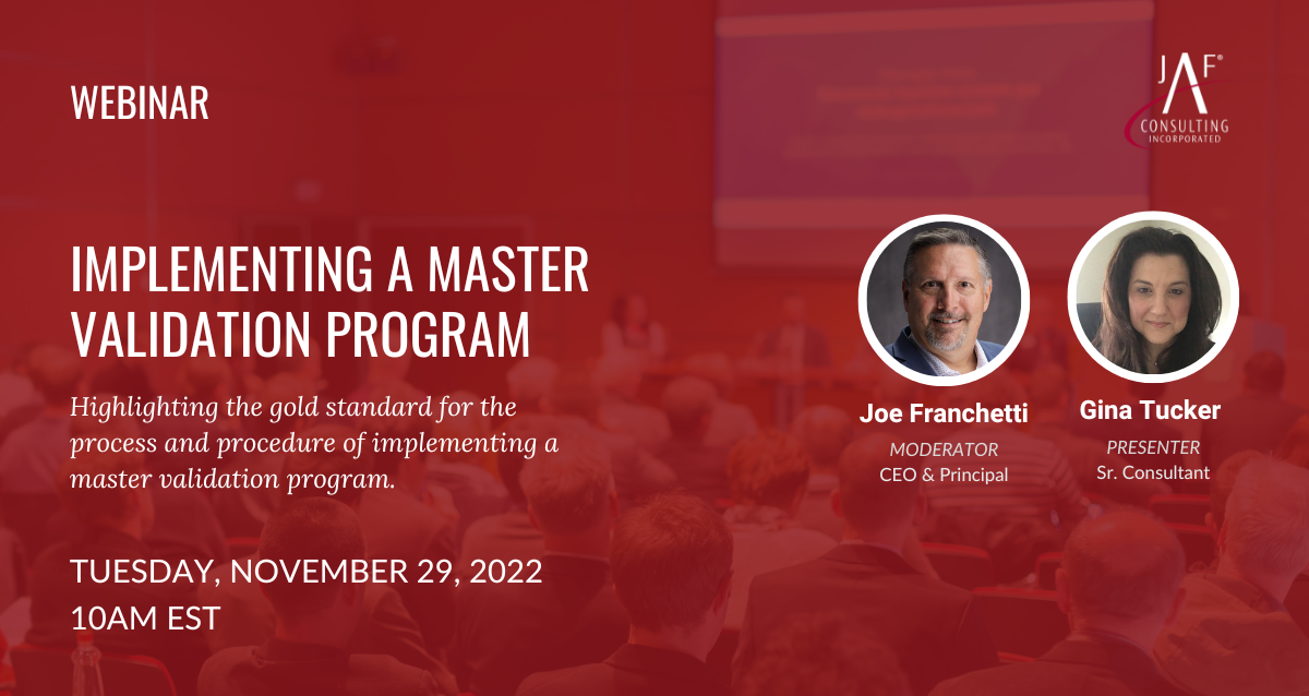 Implementing A Master Validation Program Mvp Jaf Consulting Inc